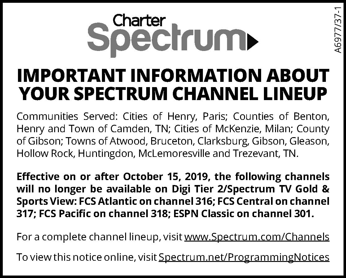 Charter Spectrum - Channel Changes | The Mckenzie Banner